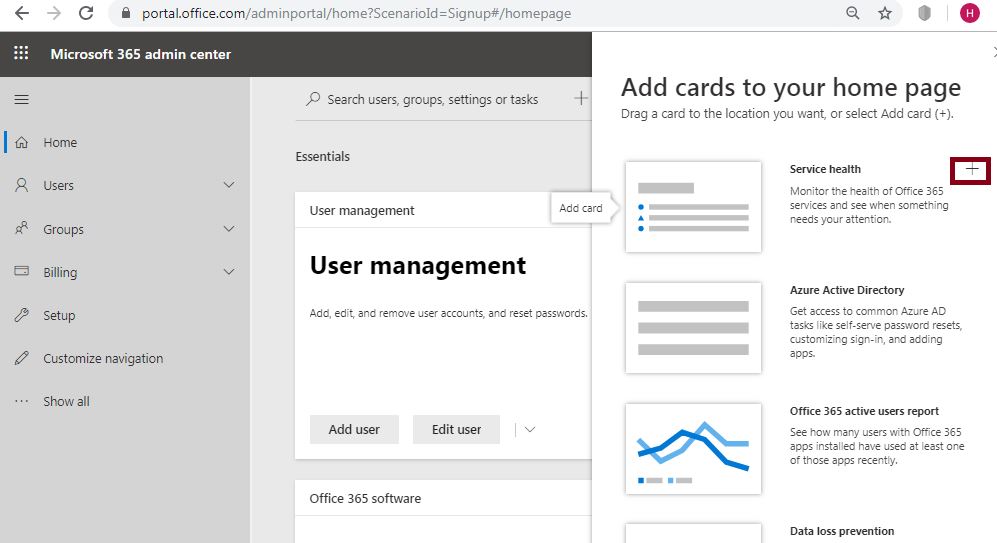 Discover top 5 Microsoft 365 admin center reports dashboard (Add cards ...