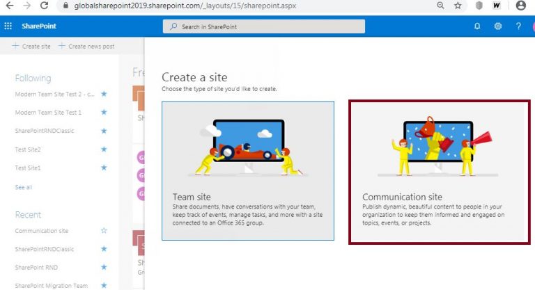Team site vs Communication site? Should we create team site or ...