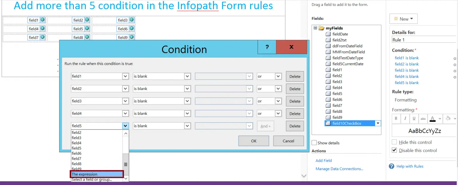 Best way to add more than 5 conditions in InfoPath forms rule - Global ...