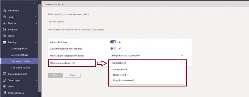 Manage Live Event Policies in Teams and Live Events Settings - Global ...