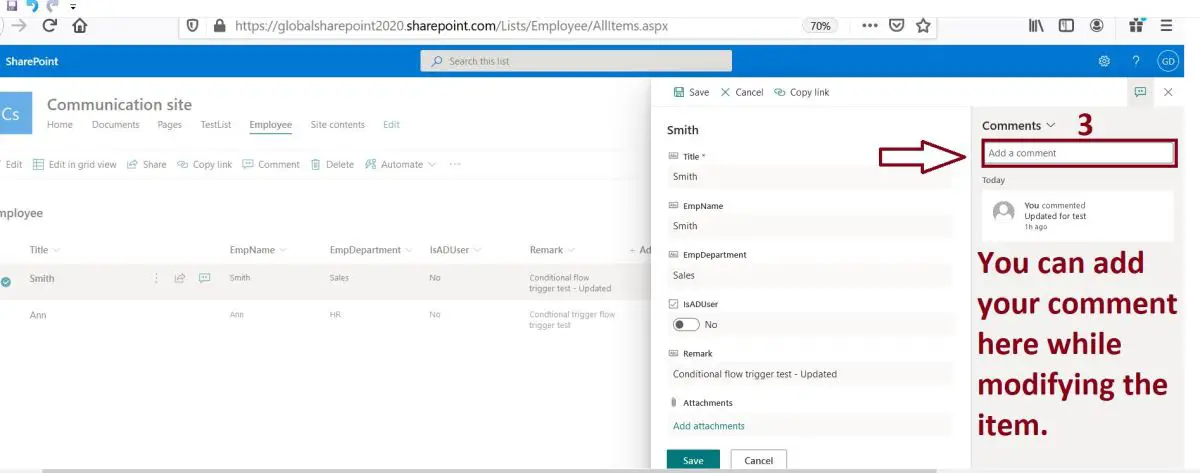 Track comments version history in SharePoint Online list - Global ...