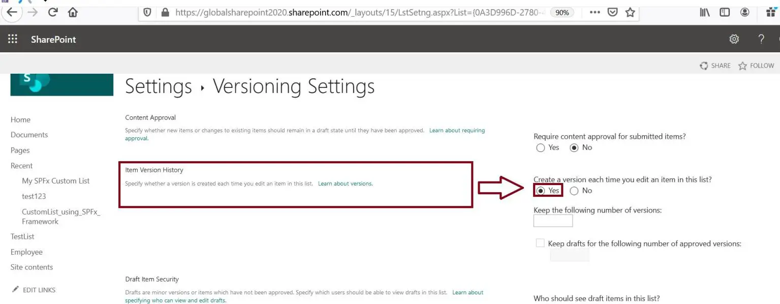 Track comments version history in SharePoint Online list - Global ...