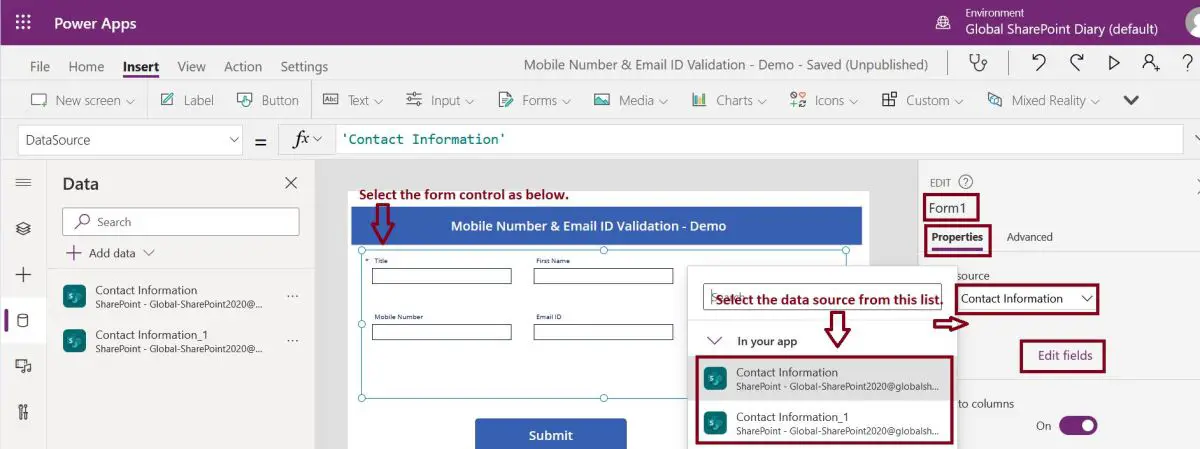 Best way PowerApps SharePoint connection step by step - o365 - Global ...