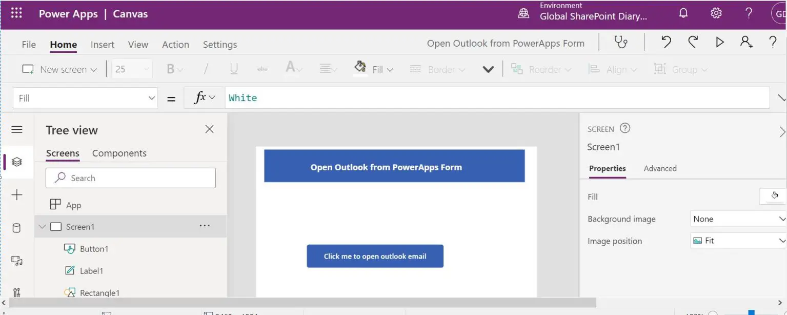 Use PowerApps in outlook: Launch outlook from PowerApps - Global SharePoint